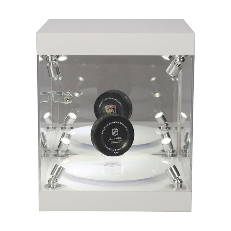 Lockable Rotating Acrylic Display Case With Led Lights Clear Countertop