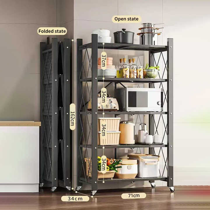 Kitchen Organizer Shelf Plate Rack Kitchen Stand Iron Foldable Shelf Racks Steel Storage ...