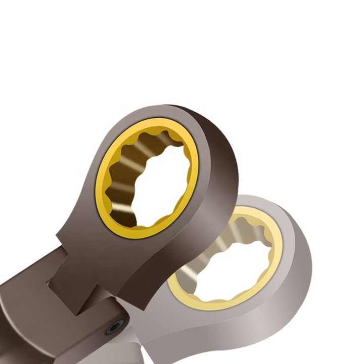 Mini Short Handle Black Nickel Open End Ratchet Wrench