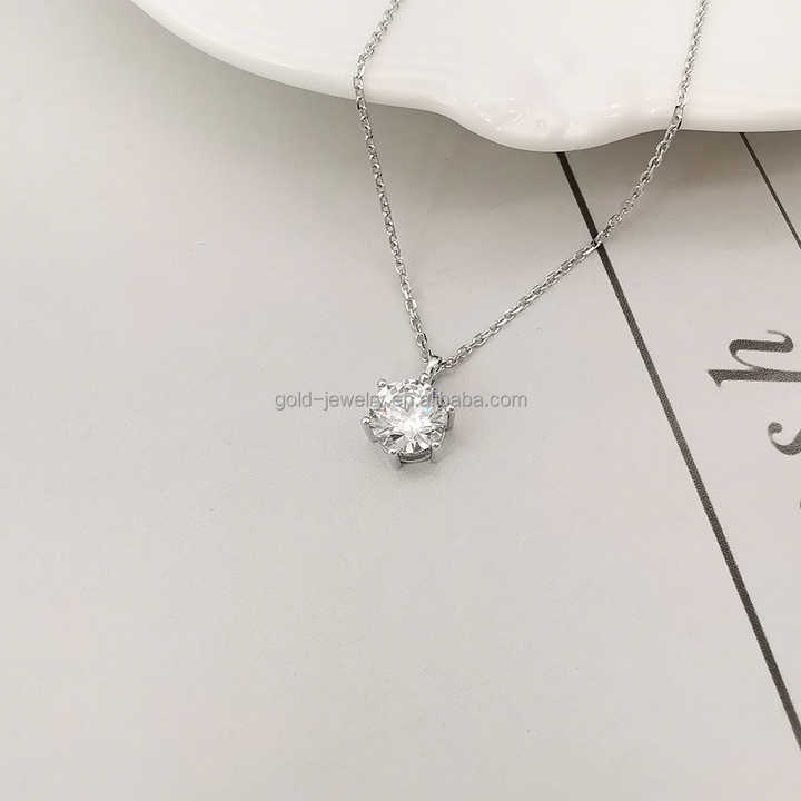 Pretty Popular Gold Necklace 18k AU750 Real White Gold Lab Diamond ...