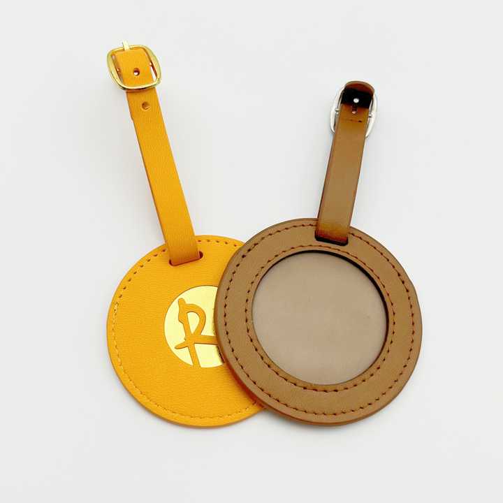 Personalized Embossed English Words Sublimation Custom Logo Round Airplane Pu Leather Travel ...