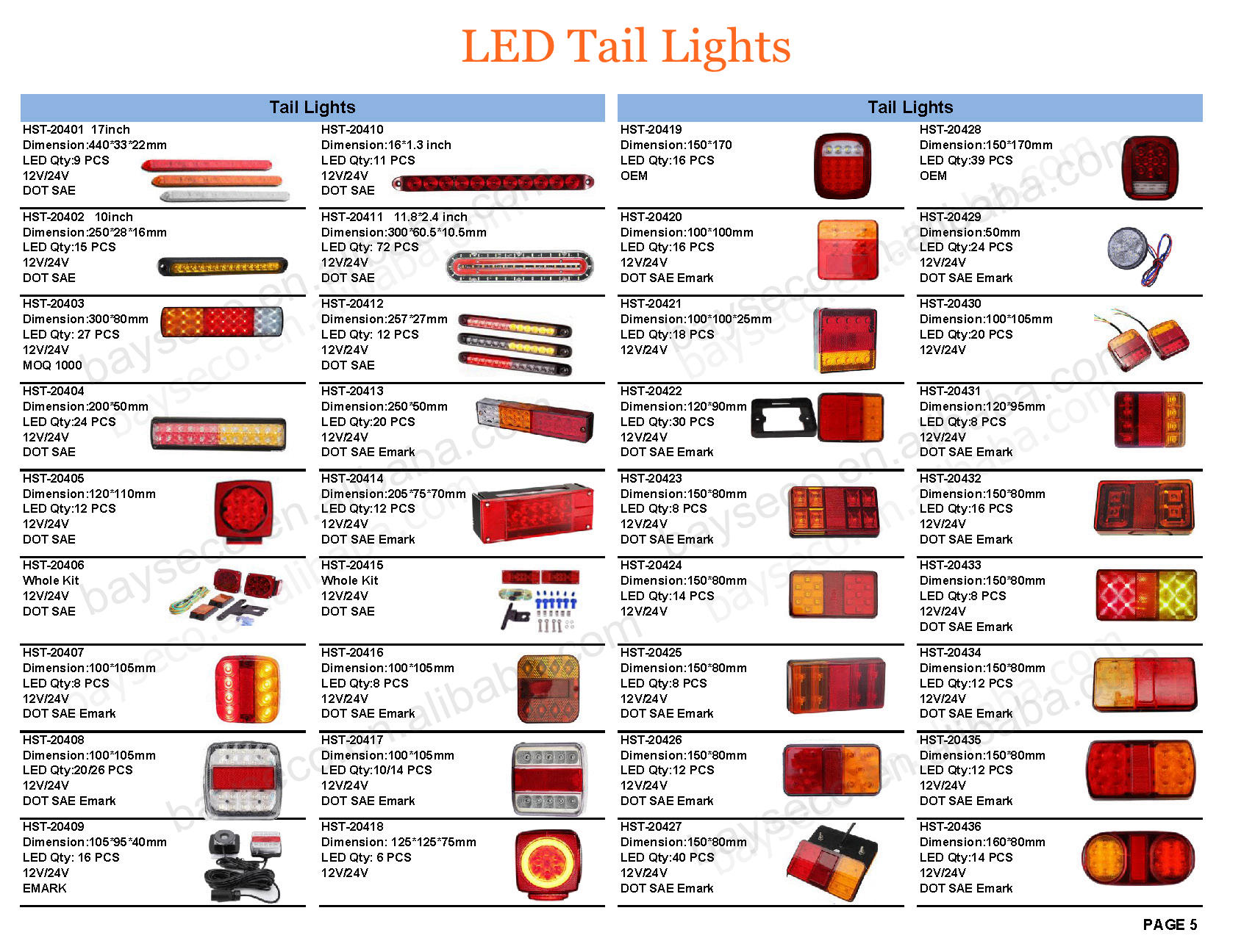 Catalog Bayse 24V LED Truck Tail Light Indicator Position 12V LED Side ...
