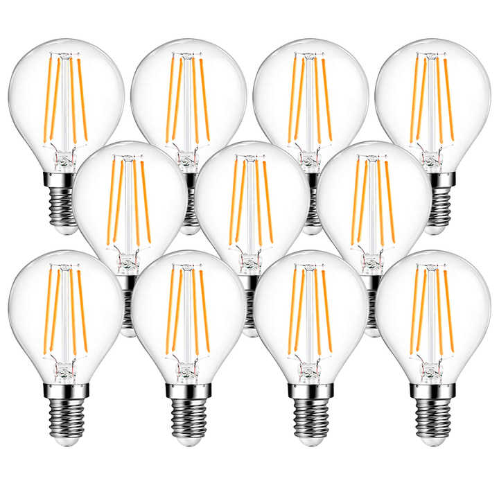 11 Pack E14 G45 LED Filament Bulb, Small Edison Screw Golf Ball Bulbs ...