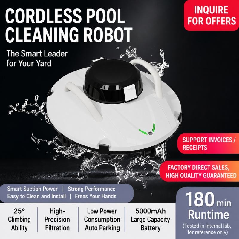 Cordless Pool Vacuum Cleaner Robot for Swimming Pool Automatic Cleaning ...