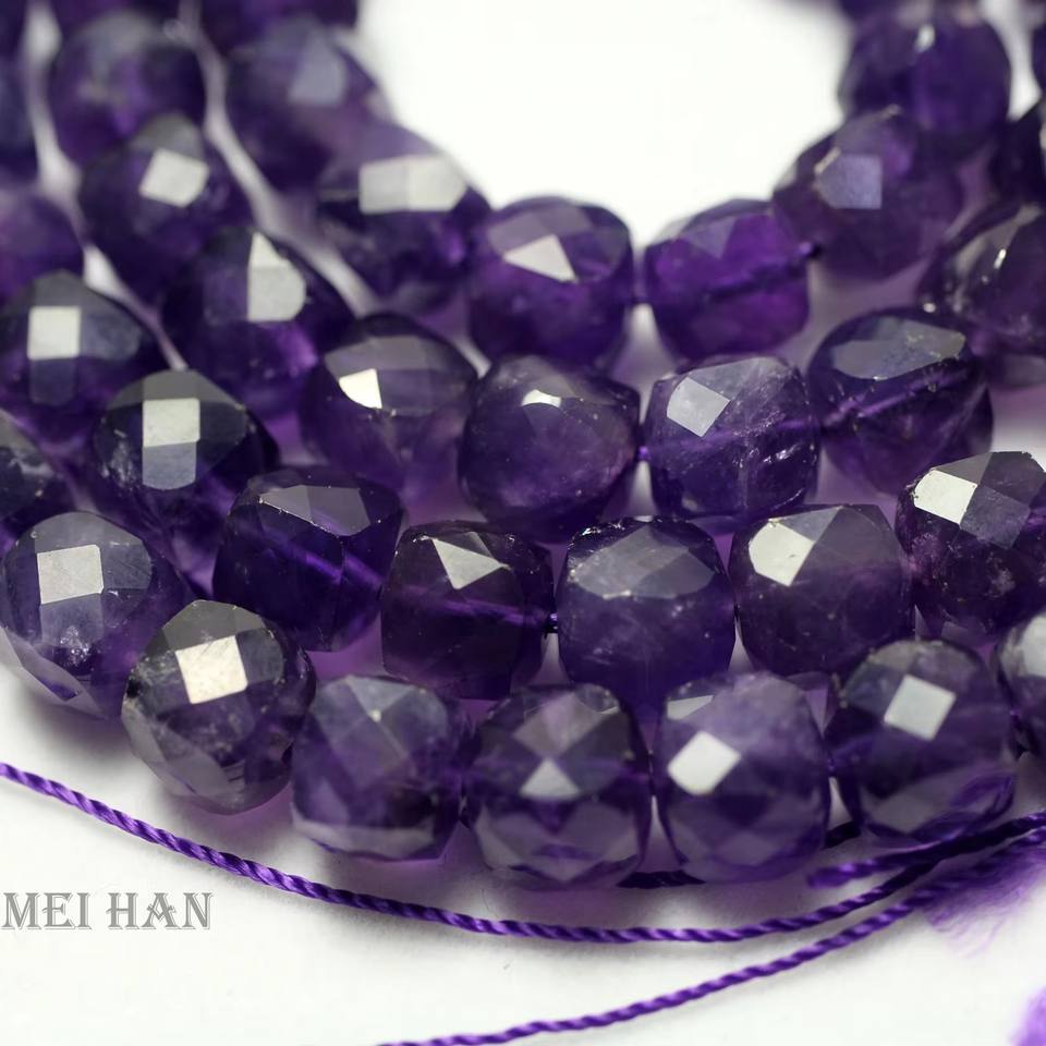Meihan Natural 8*8 mm Amethyst Faceted Cube Loose Gemstone Beads for ...