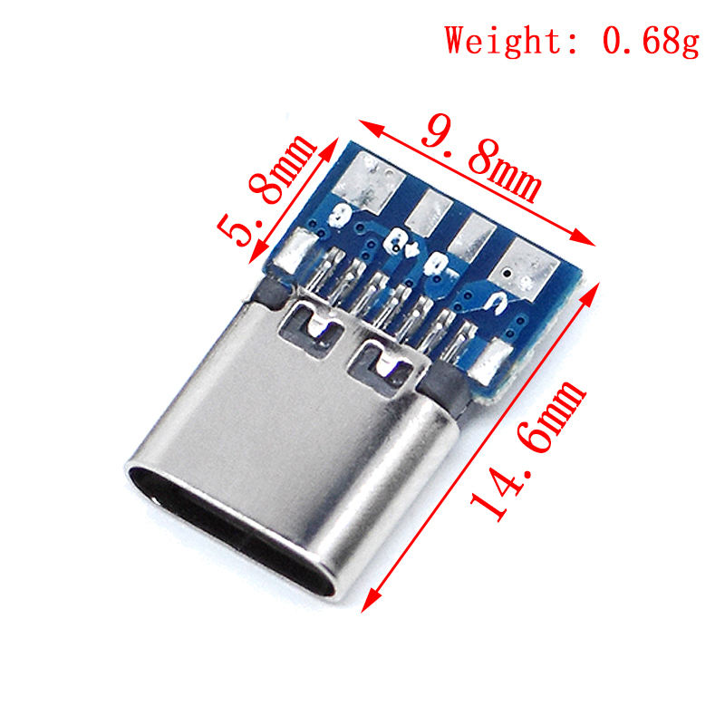 USB 3.1 Type-C Connector 24-Pin Male/Female Socket Adapter Solder Wire ...