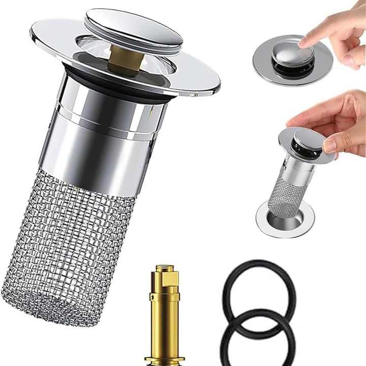 Modern Design Push Pop-Up Drain Filter Overflow Stopper for ...