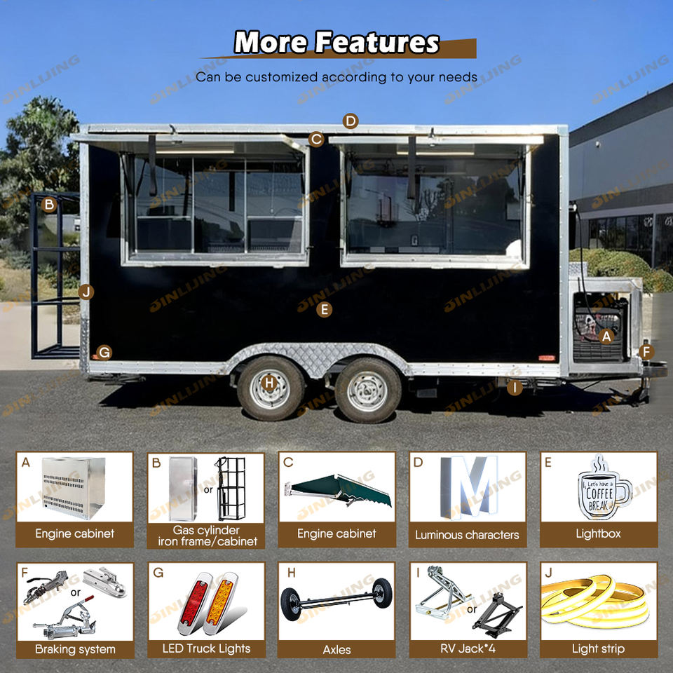 JINLIJING Custom 6m Coffee Cart Van Snack Pizza BBQ Truck