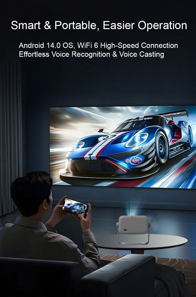 Android 14 Home Theater Projector Native 1080P 500 ANSI WiFi 6 ...