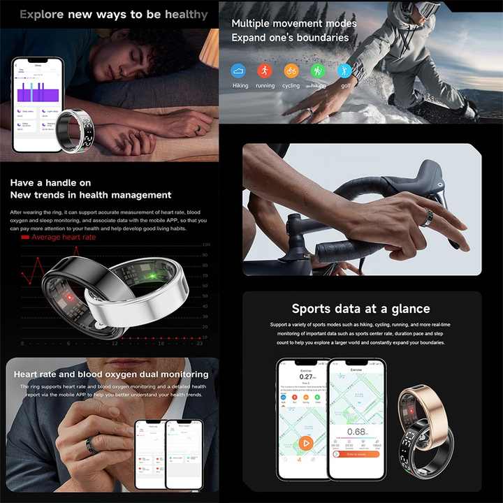 2025 smart ai health Wearable Gesture Control Screen Display blood ...