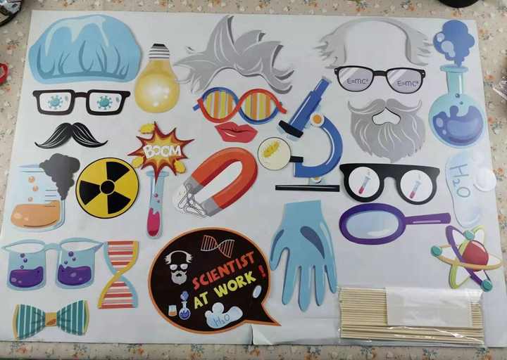 Huancai Science Photo Booth Props - Perfect for Party Decor