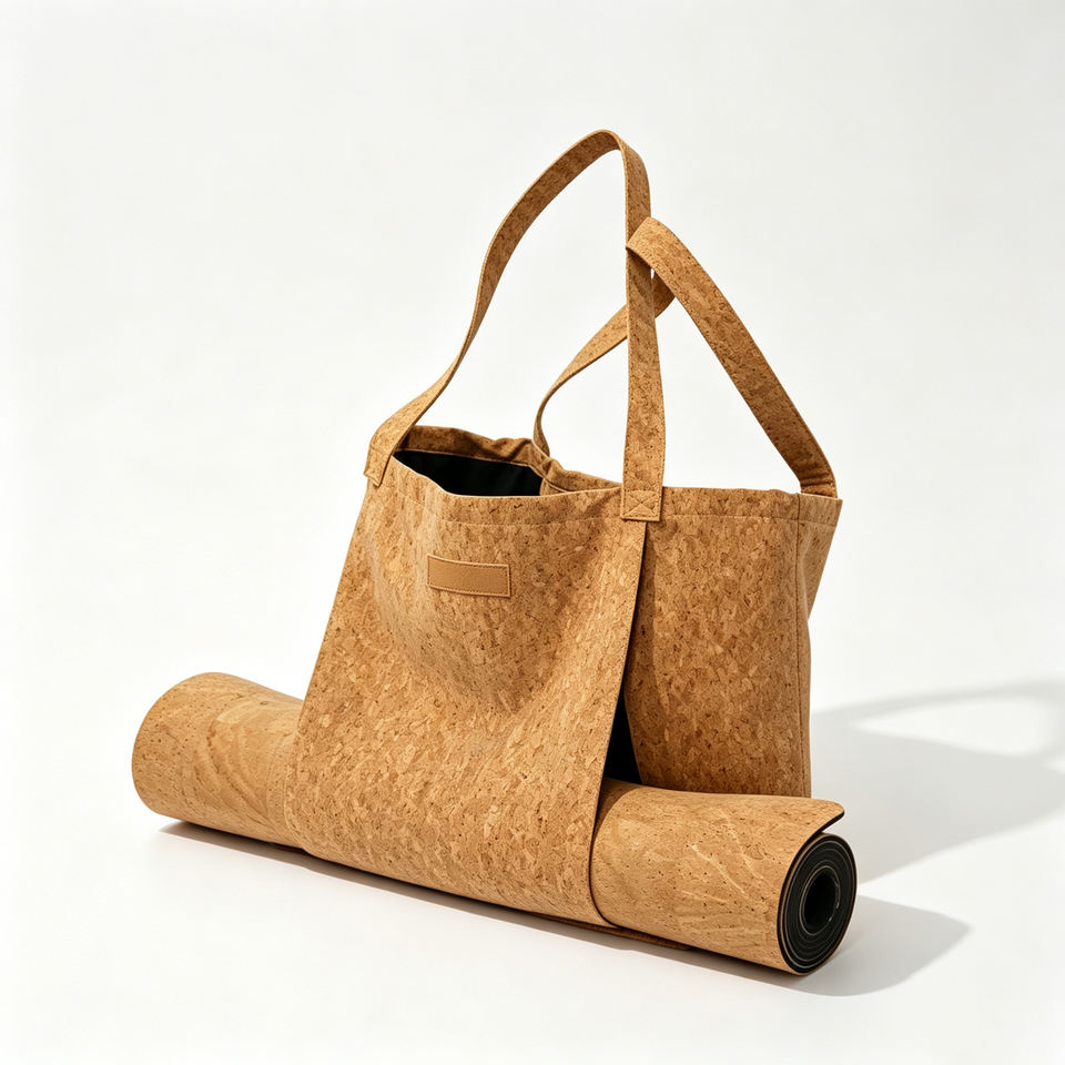 Private Label Cork Yoga Tote Bag with Mat Holder Custom Logo Fabric ...