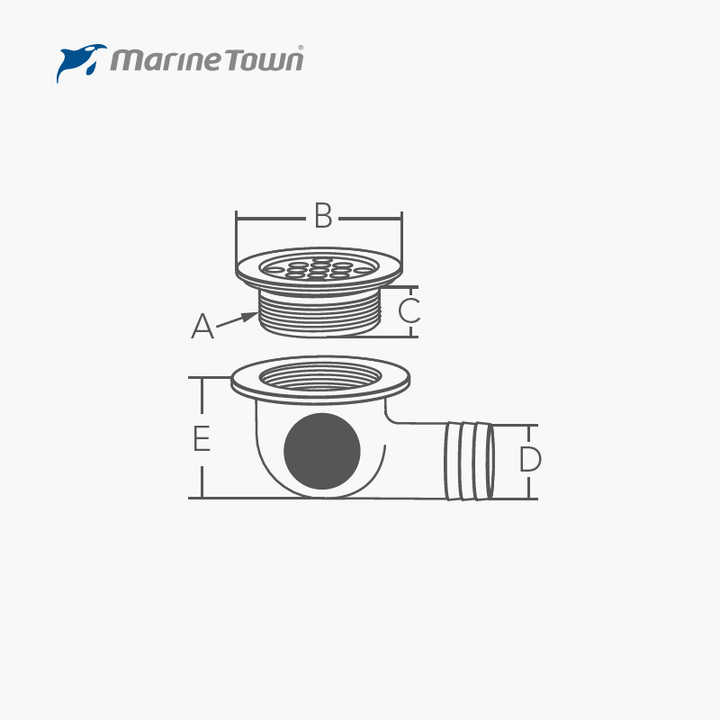 Marine Deck Drain Scupper Heavy Duty 316 Stainless Steel with Nylon ...
