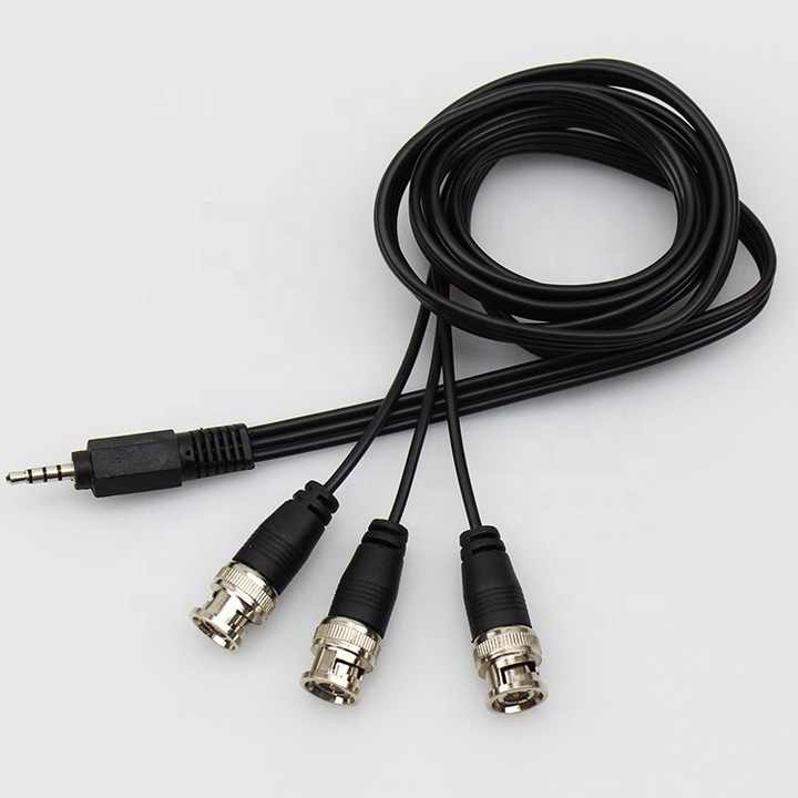 4 Poles 3.5mm TRRS Plug to 3 BNC Male Splitter Antenna Cable