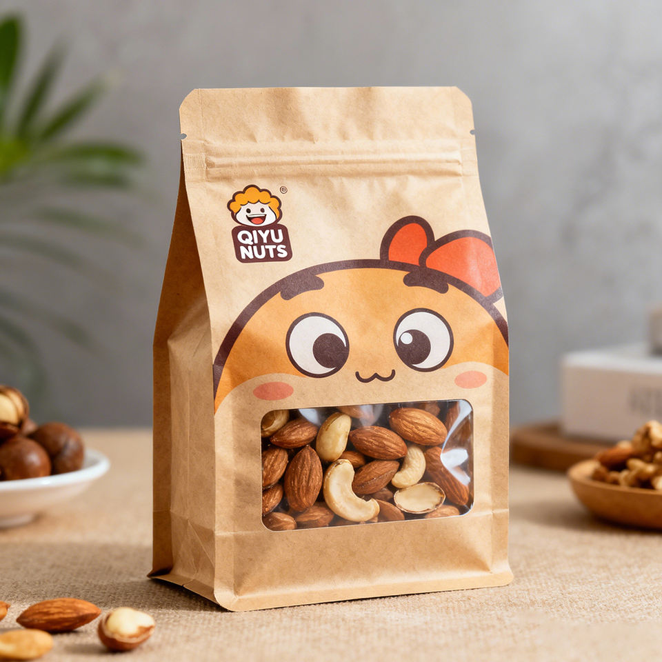2026 Hot Sale Custom Kraft Paper Nuts Packaging Bag with Window Food ...