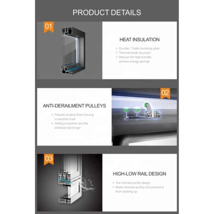 French Sliding Window Design Tempered Glass 3 Panel Sliding Window ...