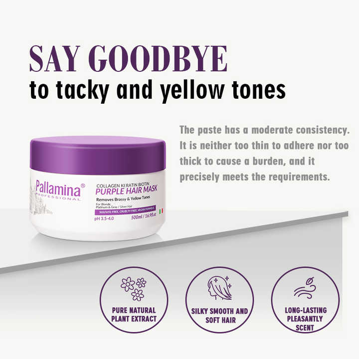 Pallamina Purple Hair Mask Organic Hair Cream With Collagen Keratin ...