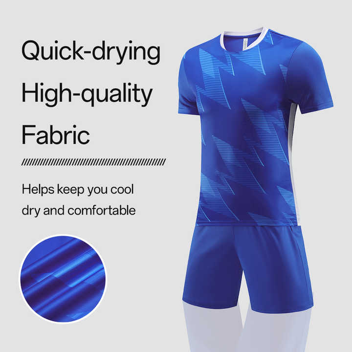 Custom Plain Polyester Breathable Mens Sports Blue Football Jersey ...
