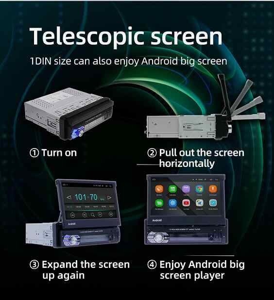 1 Din Android Car Radio - 7 Inch Retractable MP5 Player