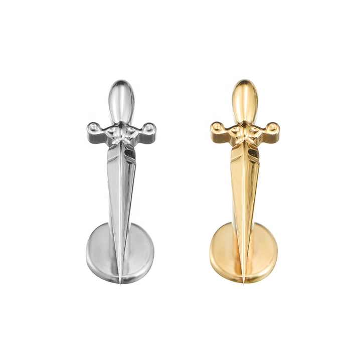 Fuxuan ASTM F136 Titanium Sword Shape Labret Lip Ear Tragus Piercing ...