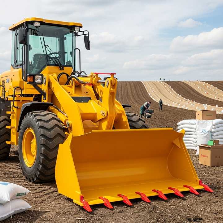 Agricultural Tractor with Front Loader Earth-Moving Machinery Wheel ...