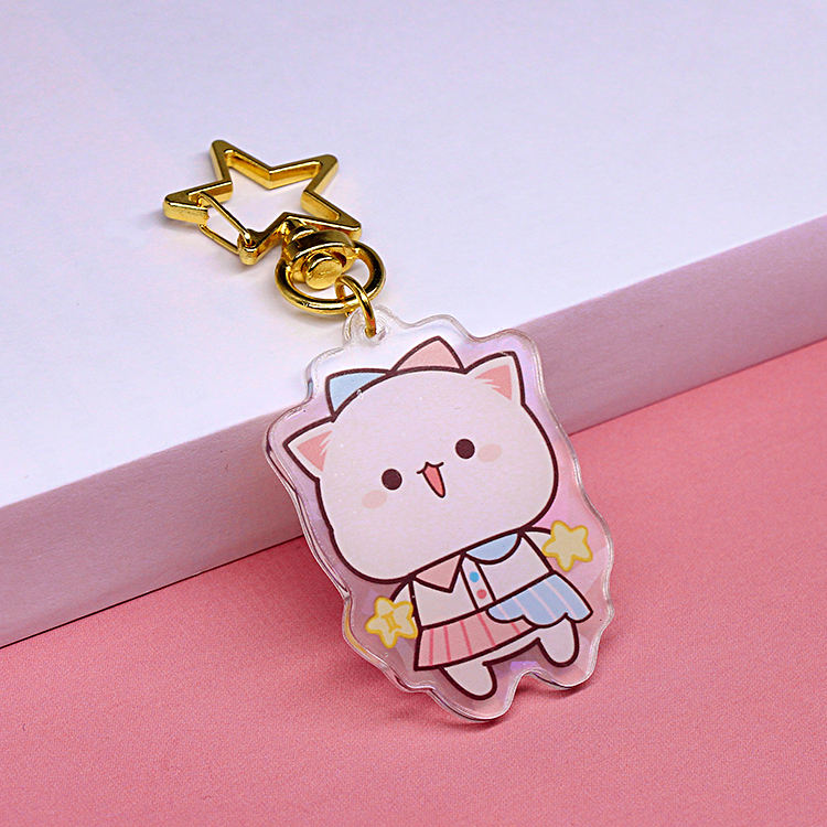 Custom Clear Acrylic Keychain with Glitter Epoxy Charm