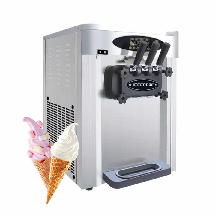 3 Flavors Tabletop Ice Cream Making Machines Commercial Soft Rolled Ice ...