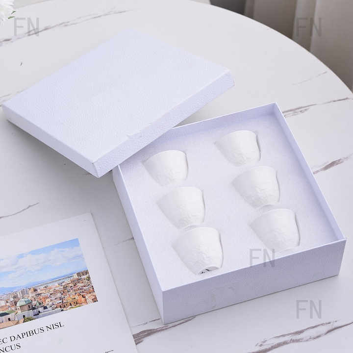 Luxury White Bone China Concentrated Tea Cup of 6 Cups Set Gift Box ...