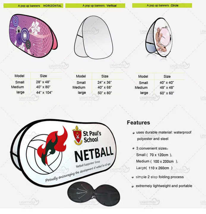 custom portable easy up A frame banner stand folding oval pop up A ...