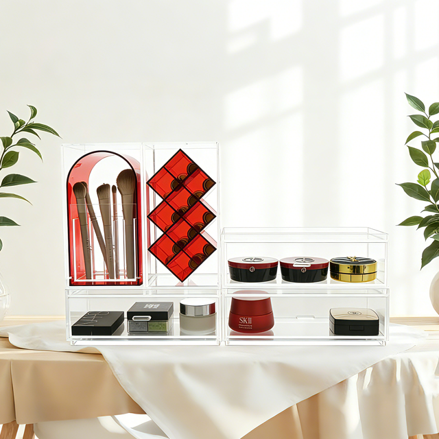 Acrylic Makeup, Luxury Acrylic Cosmetics Organizer Set - Stackable ...