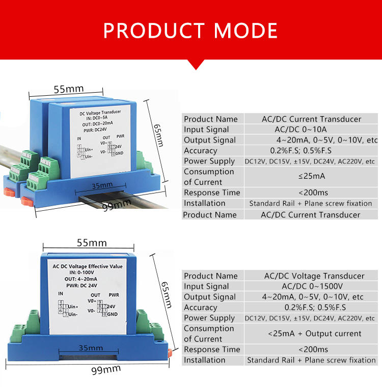 Hall Sensor Current Sensor AC/DC Current Sensor 0-1000A AC Current ...