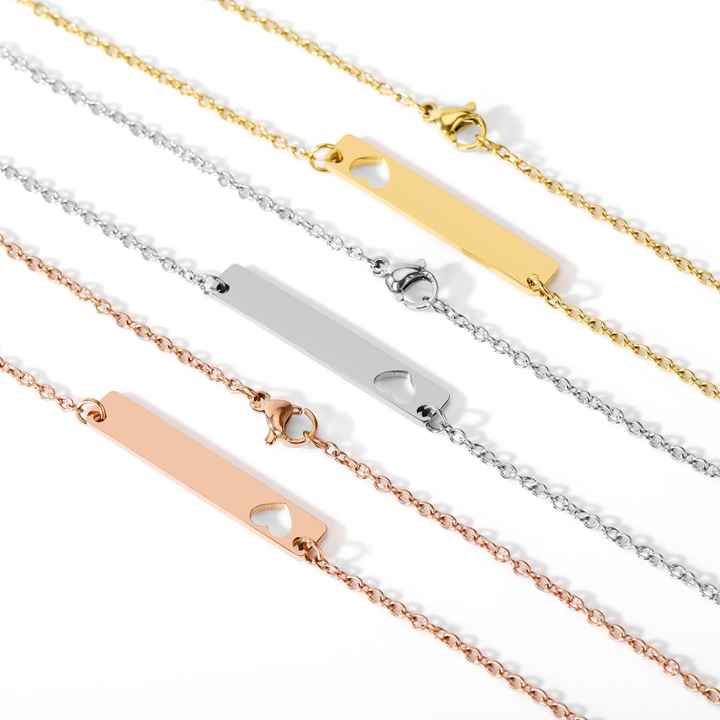 PVD Gold Plated Horizontal Bar Necklaces Gold 316L Stainless Steel High ...