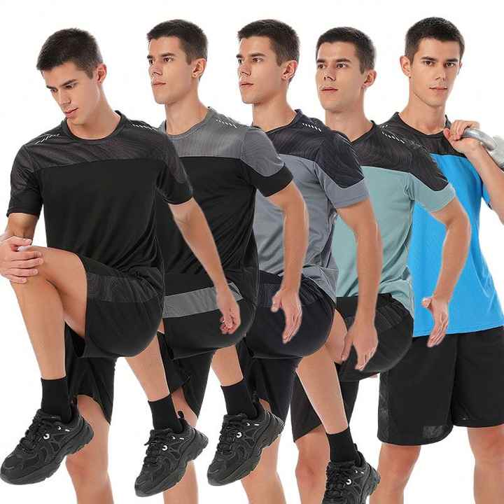LJ Activewear Men 2 Piece Set Short Sleeve Gym Shirt and Track Shorts ...