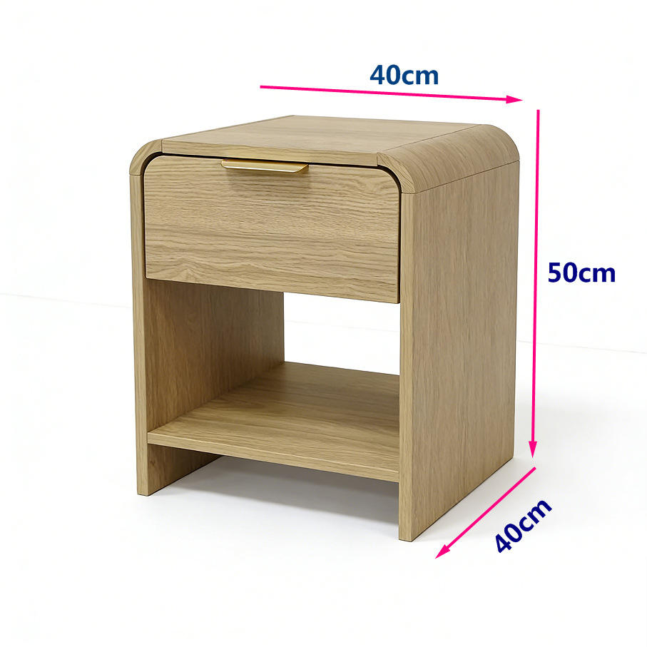 Wood Bedside Table, Simple and Practical Storage, Metal Handle ...