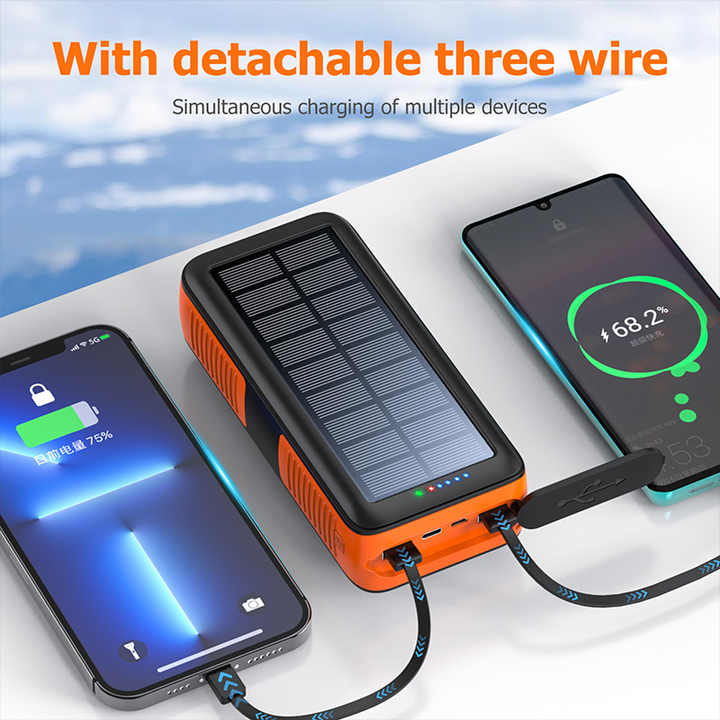 63200mAh Portable Solar Power Bank - Fast Charging, Hand Crank, with 4 ...