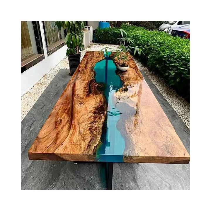 Live Edge Wood Slabs Dining Tables with Epoxy Resin