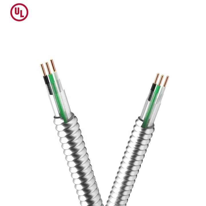 Low Voltage 14/2 12/2 14/3 Cable AC90 CUL Listed Solid Steel Armored BX Cable 12/2 MC Cable ...