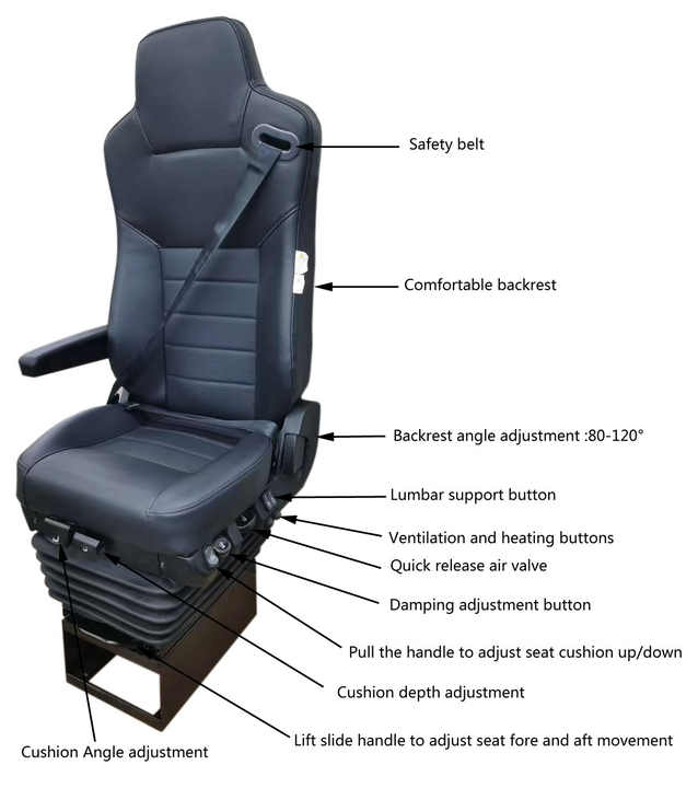 Luxury Air Suspension Bus Truck Driver Seat Adjustment School Bus Seat ...