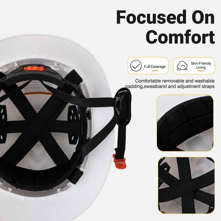 OSHA Approved Full Brim Safety Helmets with Reflective Stickers