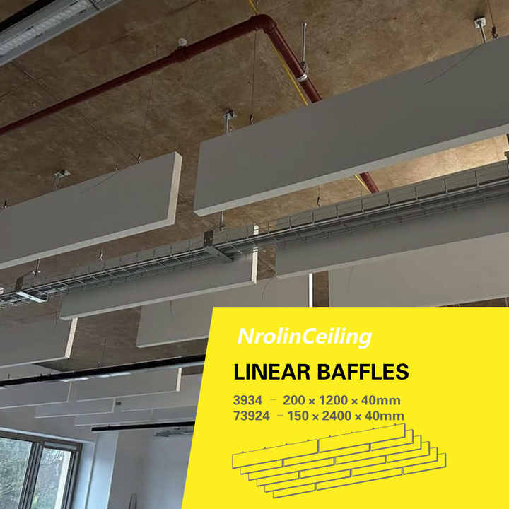 200x2400x40mm Line Ceiling Acoustic Suspended Baffles Glass Wool ...