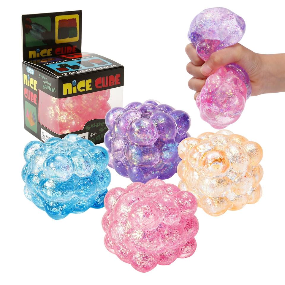 Sparkling Cube Maltose Soft Toy Transparent Cube Squeezing Ball Slow ...