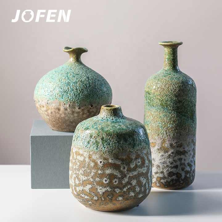 JOFEN Archaistic Vase Green Flambed Glazed European style Ceramic ...
