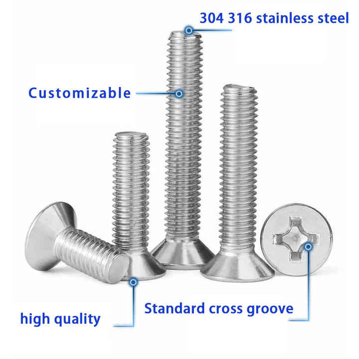 ANSI 304 316 Stainless Steel Machine Screw Bolts Cross Countersunk M3 ...