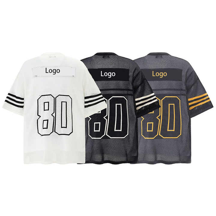 Crew Neck Boxy Fit Mesh Jersey Tshirt Custom comfort and Durable Ribbed ...