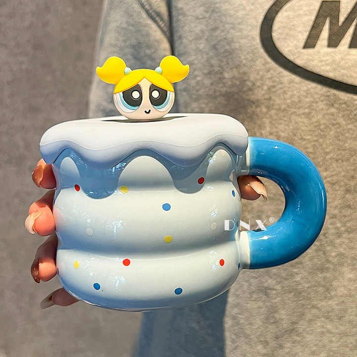 Powerpuff Girls Cartoon Ceramic Mug with Lid Gift Box Package for ...