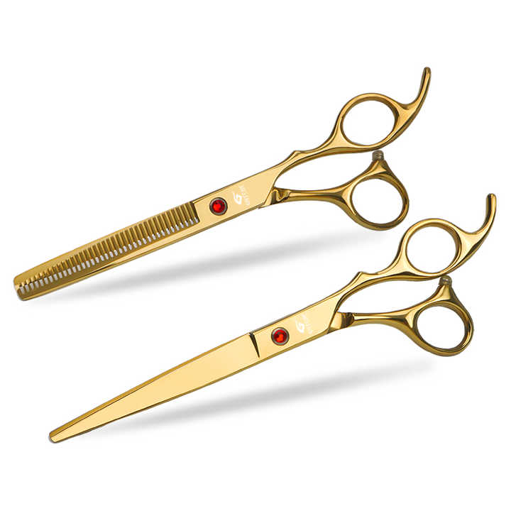 Plating technology Gold professional hair scissors Cheap price Stainless steel hair cutting ...