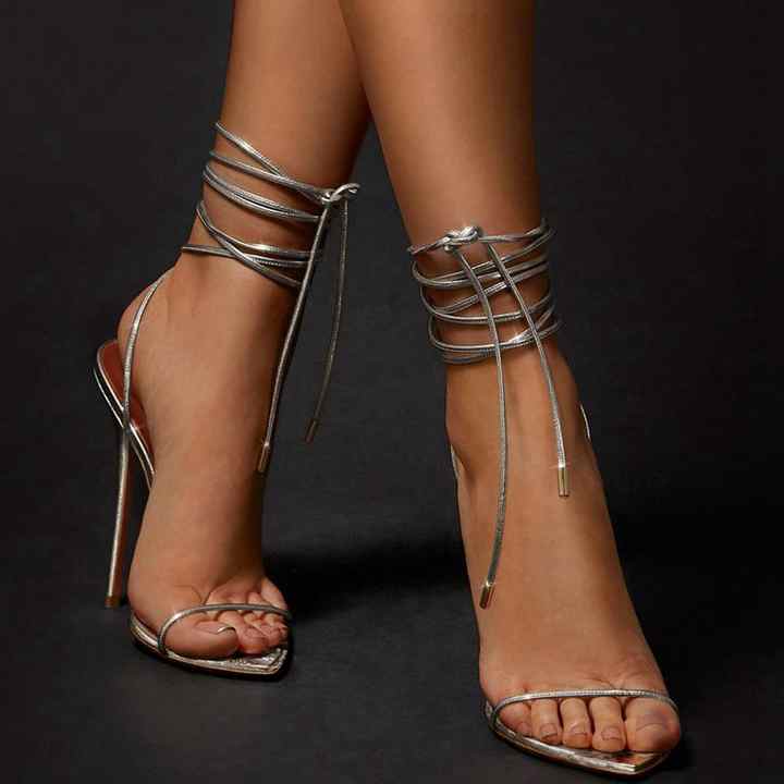 Large Size 13 Ladies High Heels Open Toe Stiletto Rope Strap Women ...