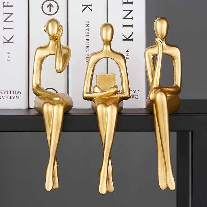 3Pcs Modern Decor Sitting Thinker Statue Abstract Sculpture Home Decor ...