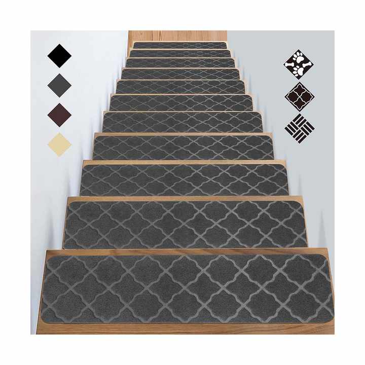 Striped Rubber Stair Treads Polypropylene Anti-Slip Resistant Staircase ...