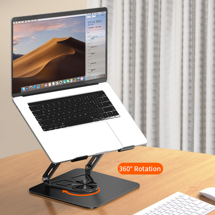 Ergonomic Laptop Riser Mount - Adjustable 360 Rotating Base